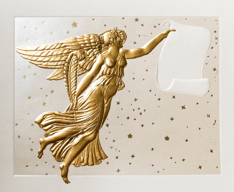 Gold Angel Card Pearl Christmas Angel Embossed Holiday Season Card ...