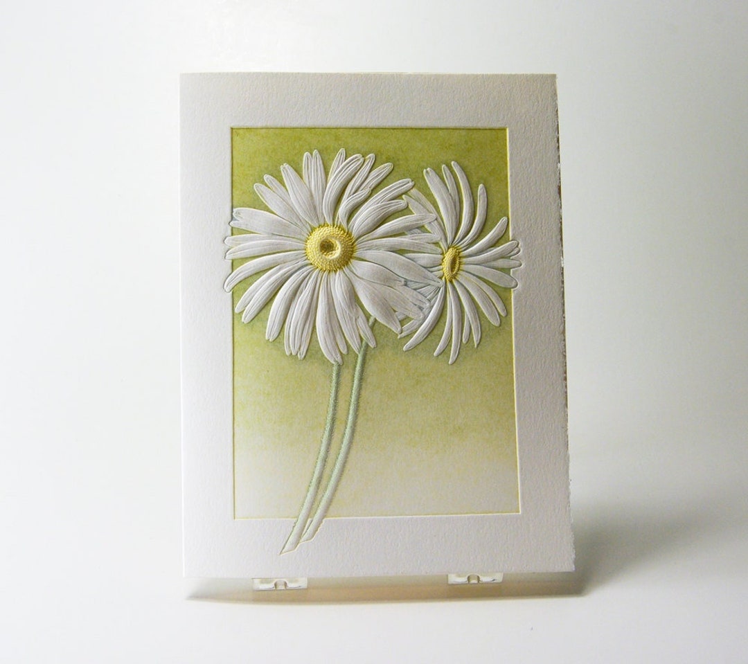 Daisies Card Letterpress. Daisy Embossed Card. Set of 6 Cards or Single ...