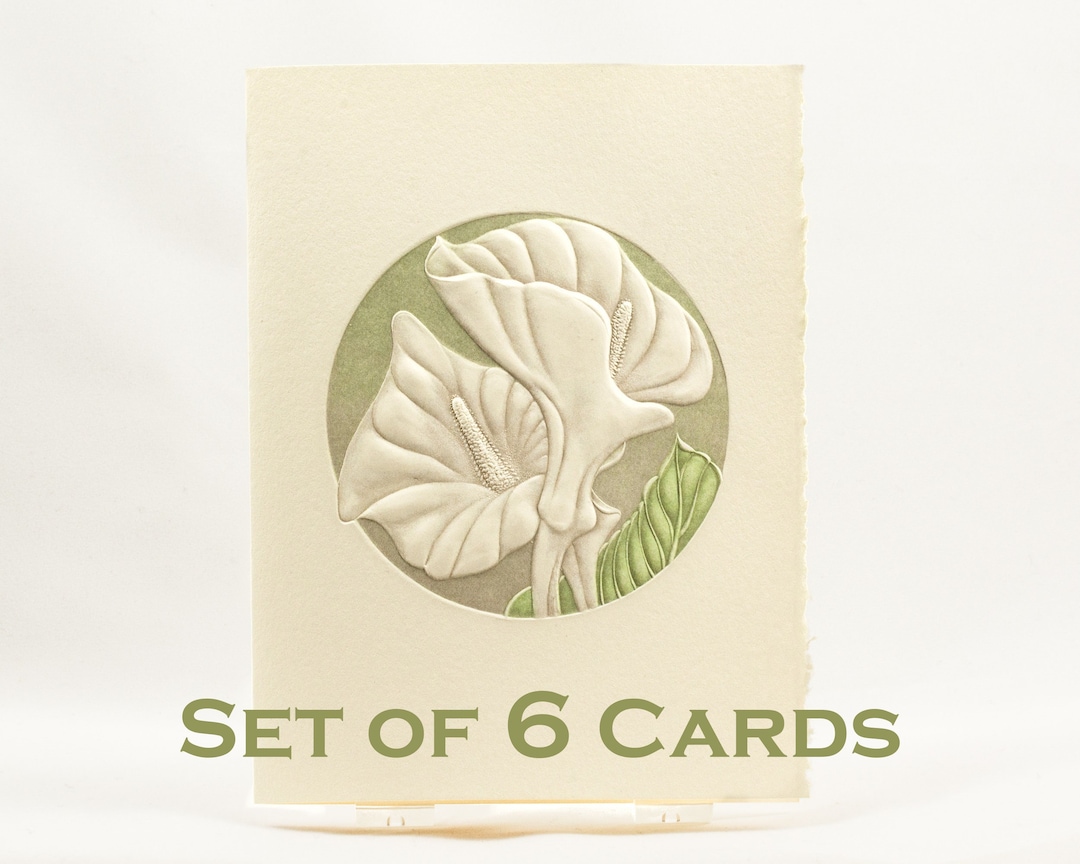 6 Calla Lily Card Set. Gift Set. Floral Cards. Stationery Set. Embossed ...