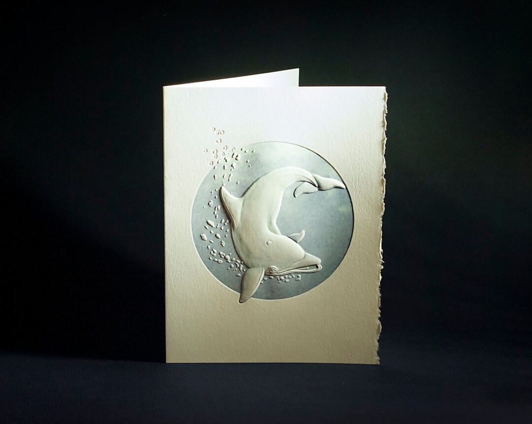 Dolphin Note Card. Embossed Animal Card. Birthday Card. Sea Life Card ...