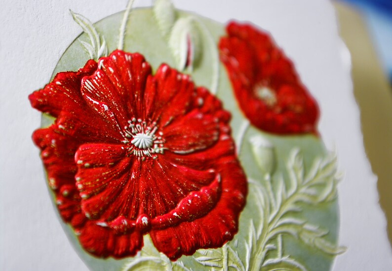 Poppy Card Letterpress Flower.embossed Poppies Card.set of 6 or Single ...