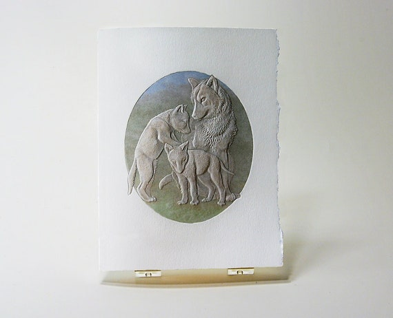 Wolves Embossed Card. Family Card.wild Animal Card.set of 6 - Etsy