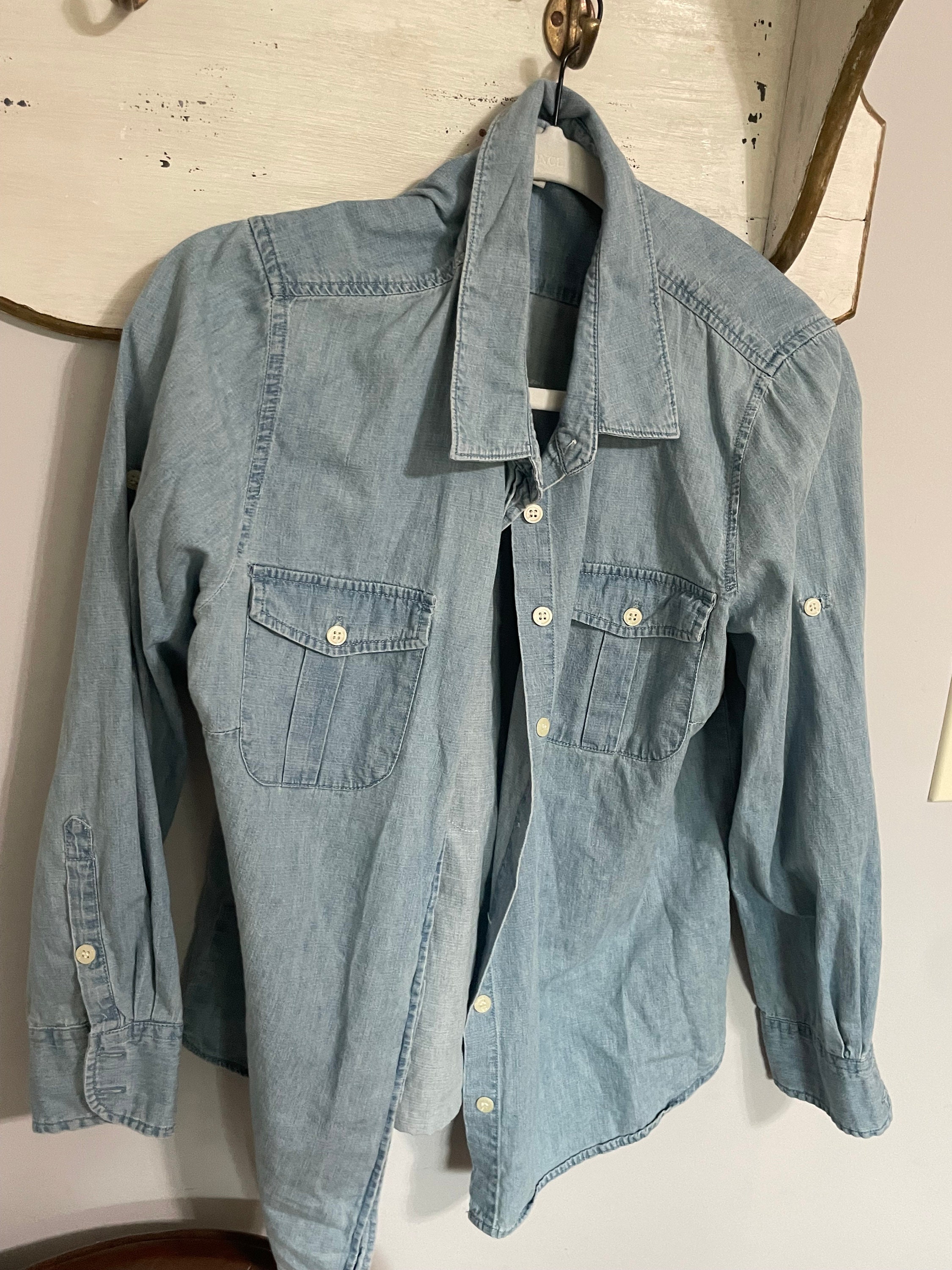 Women’s Denim Shirt With Vintage Quilt Patch - Etsy