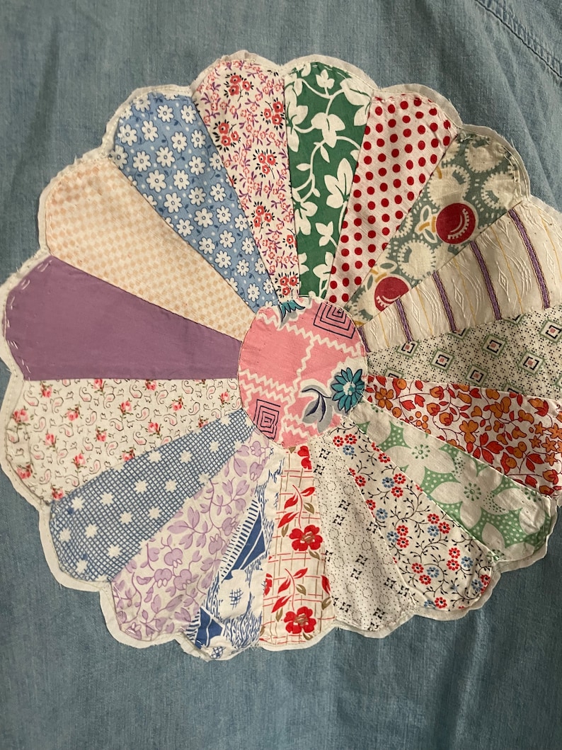 Women’s Denim Shirt With Vintage Quilt Patch - Etsy