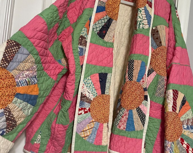 One of A Kind Quilt Coat, Dresden Pattern With Amazing Bright Pinks and ...