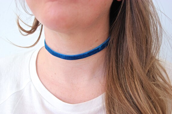 Items similar to Choker Necklace- Blue Velvet Choker Necklace/Royal ...