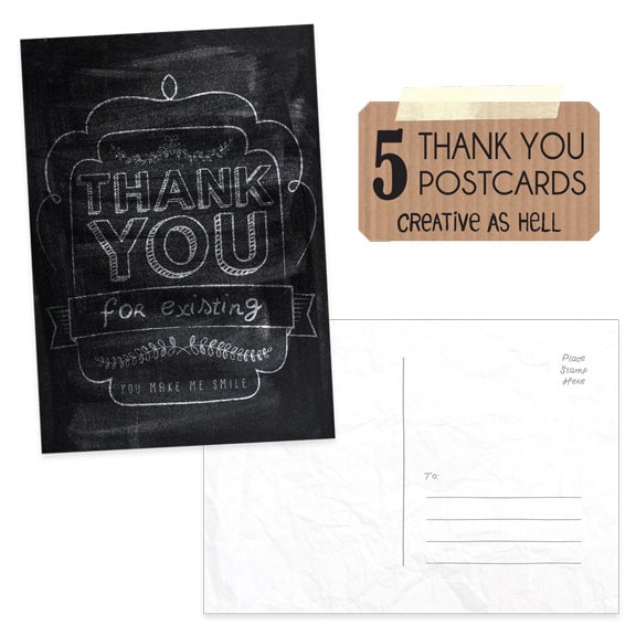 5 Thank You for Existing Postcards - Thank You Cards With Chalkboard ...