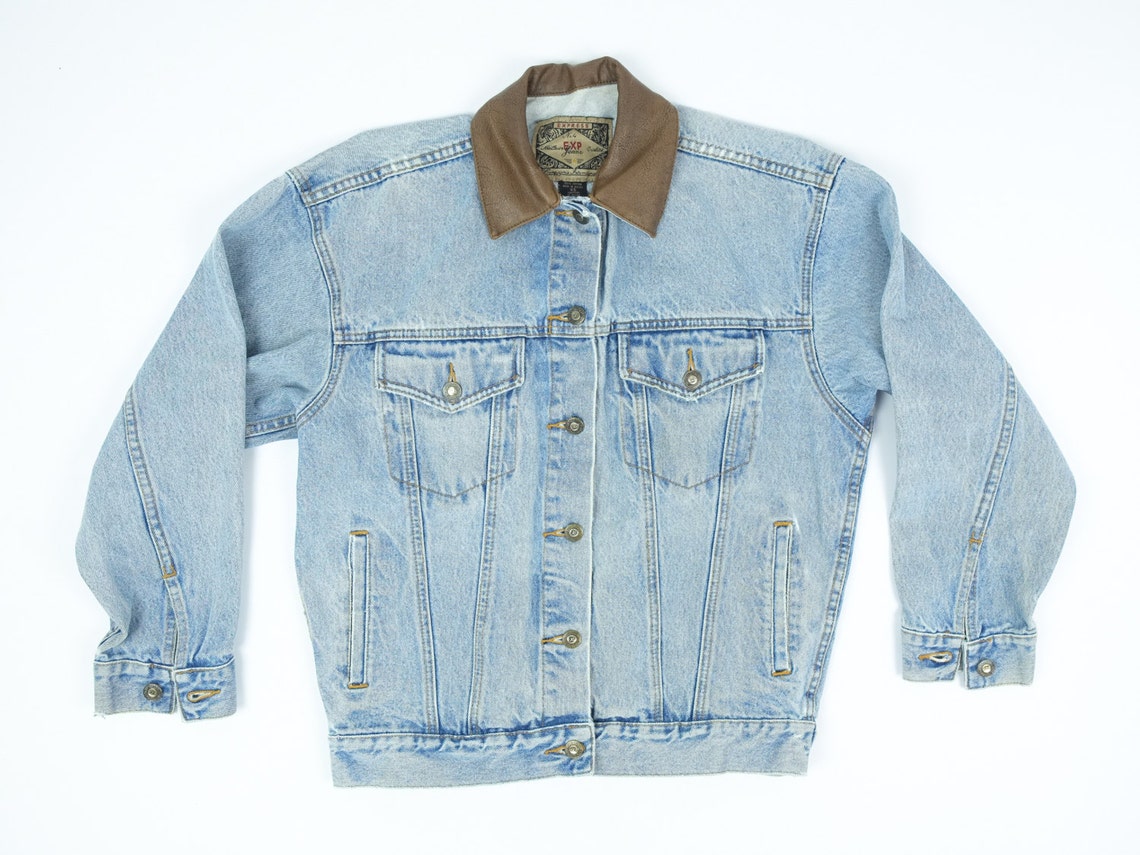 90s Jean Jacket XS to S Oversized Fit - Vintage 90s Jean Jacket With ...