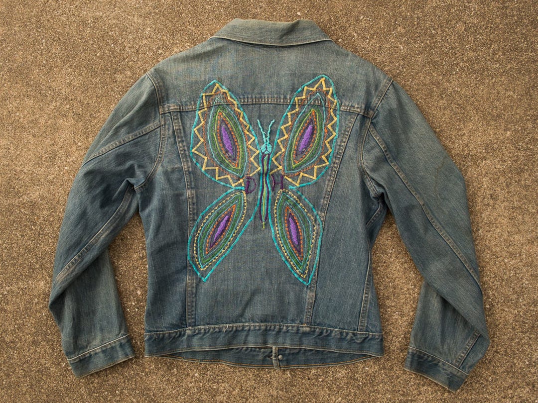 Jean Jacket S - Vintage Jean Jacket Men's Small - Butterfly Jean Jacket ...