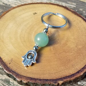 Green Aventurine and Pyrite Keychain Hamsa Money Amulet by Rock My Zen ...