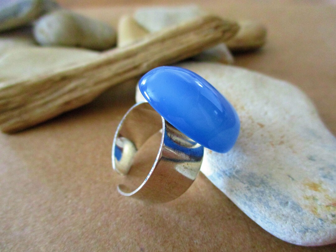 Light Blue Agate Ring: Adjustable Silver Statement Ring - Etsy