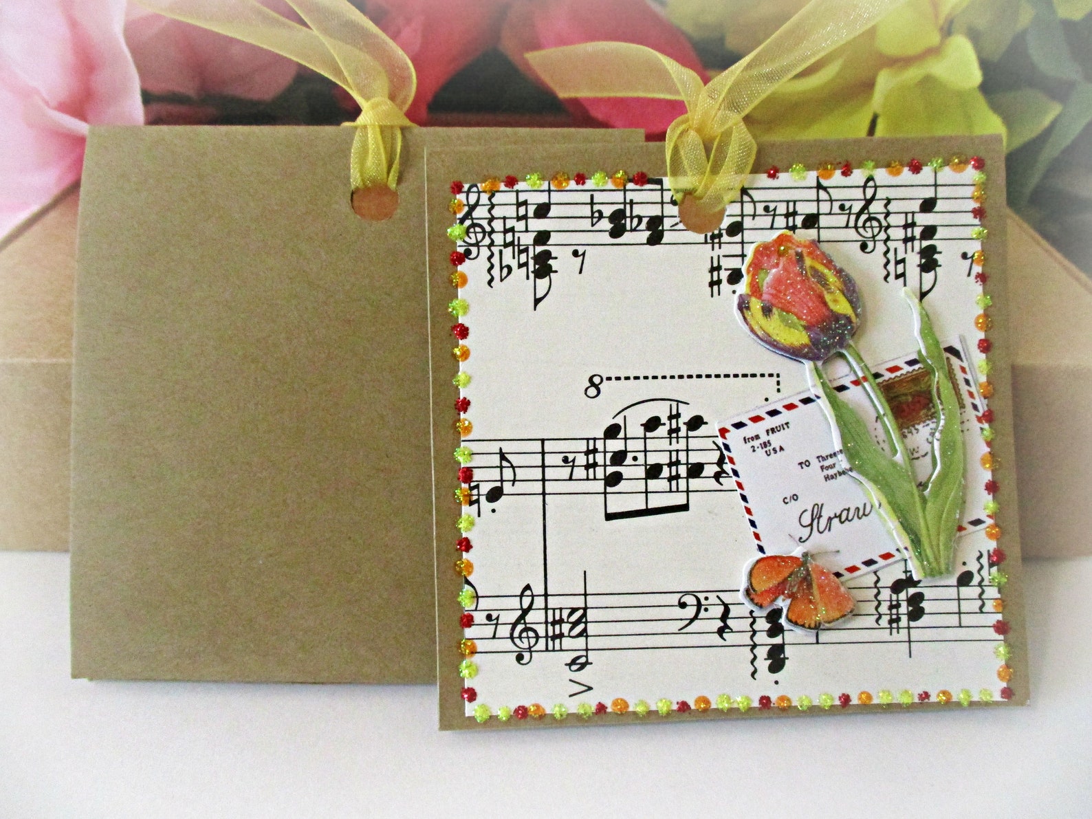 4 Note Card Gift Tags Set Handmade Gift Wrap | Etsy