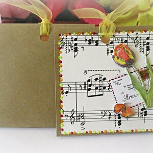 4 Note Card Gift Tags Set Handmade Gift Wrap Embellishments Flowers ...