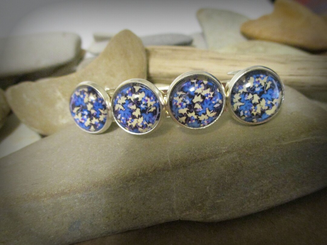 1 Silver Hair Barrette Periwinkle and Off-White Barrettes and Clips for ...