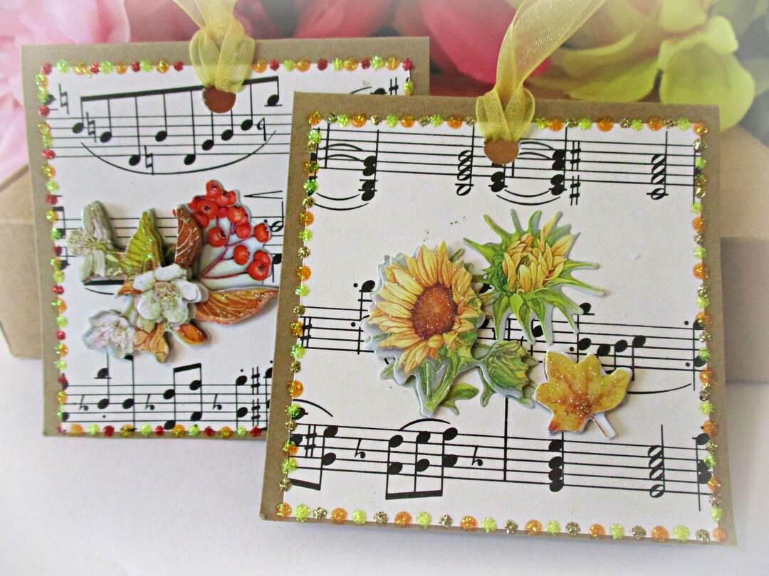 4 Note Card Gift Tags Set | Handmade | Gift Wrap Embellishments ...