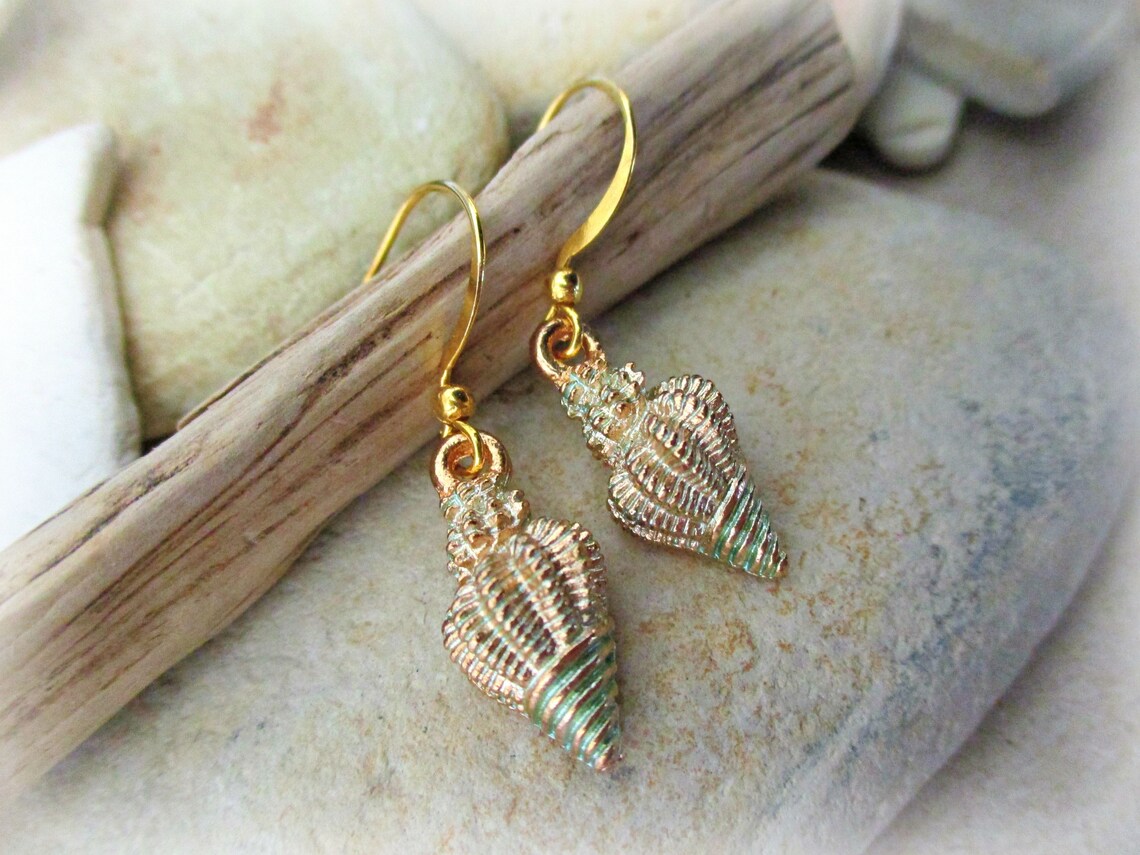 Gold Conch Earrings Sea Shell Earrings Beach Jewelry - Etsy