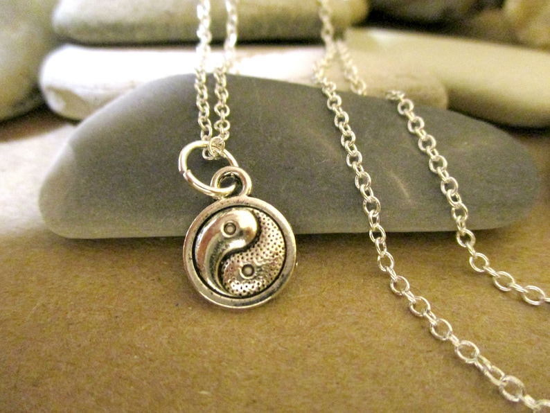 Tiny Yin Yang Necklace: 925 Sterling Silver Chain, Minimalist Symbol - Etsy
