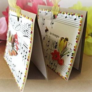 4 Note Card Gift Tags Set Handmade Gift Wrap Embellishments Flowers ...