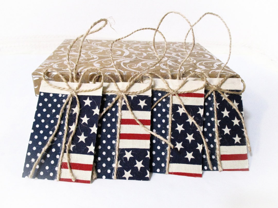 Handmade Patriotic Gift Tags: Red White Blue Stars & Stripes (set of 8 ...