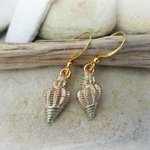 Gold Conch Earrings Sea Shell Earrings Beach Jewelry Conch Shell Shell ...