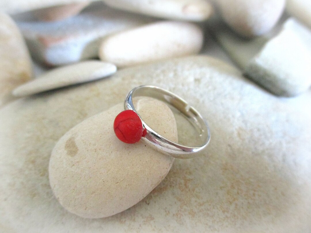 Tiny Red Turquoise Ring | Dainty | Minimalist | Stone Rings | Red Ring ...
