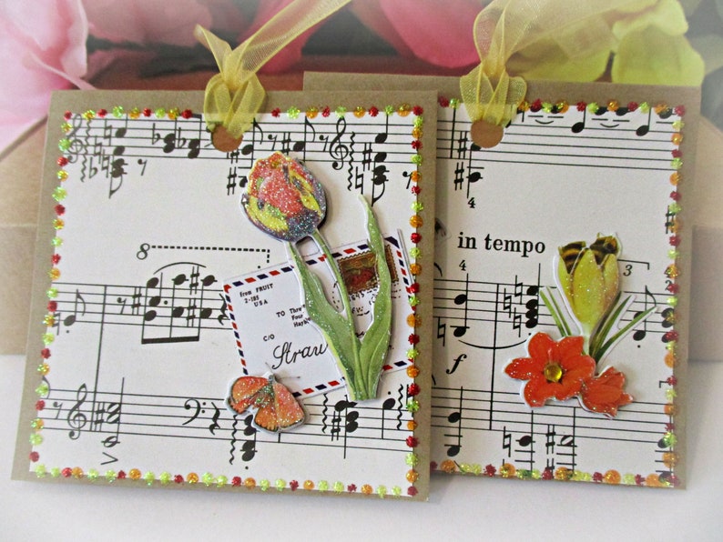 4 Note Card Gift Tags Set Handmade Gift Wrap - Etsy