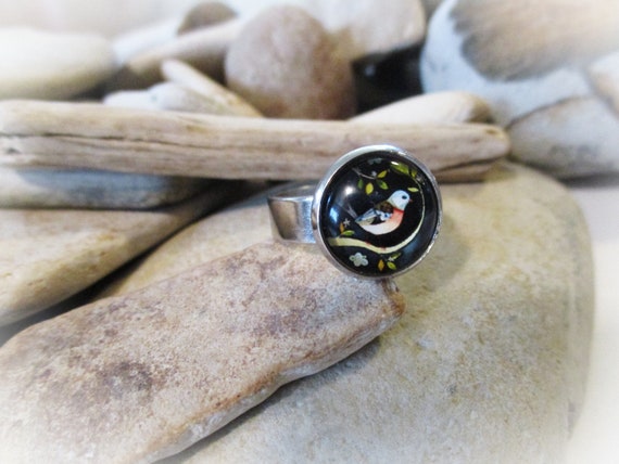 Bird Ring Birdwatcher Gift Adjustable Rings Bird on a - Etsy