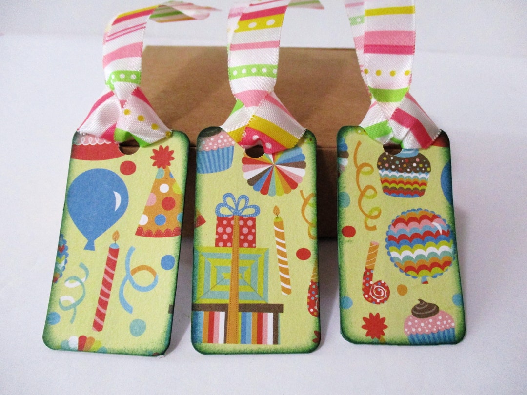 8 Handmade Birthday Gift Tags | to From Tags With Balloons and Birthday ...