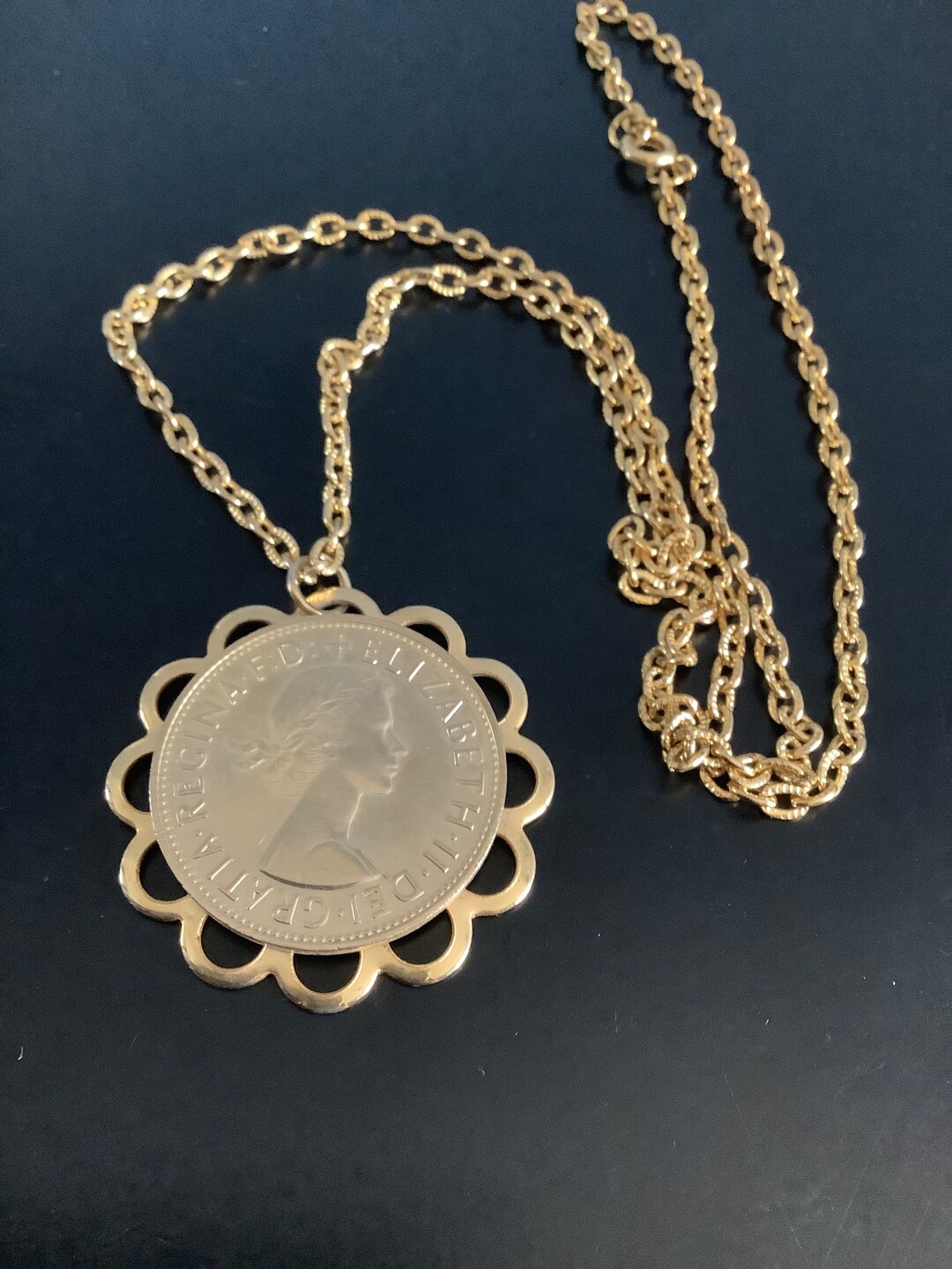 Gold Plated Penny Pendant on Chain - Etsy