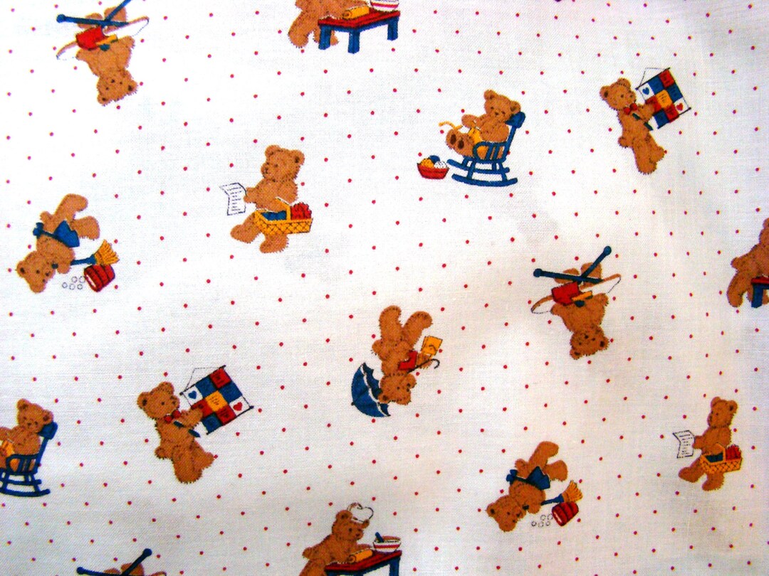 Vintage Fabric Hobby Brown Bear Printed - Fabric by the Piece - 33.5 ...