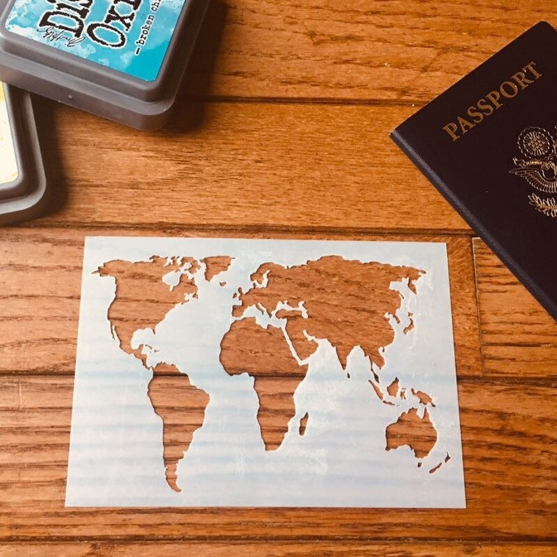 World Map Stencil - Etsy
