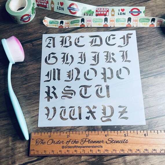 Old English Font Stencil /inking Cover Planner/bullet - Etsy