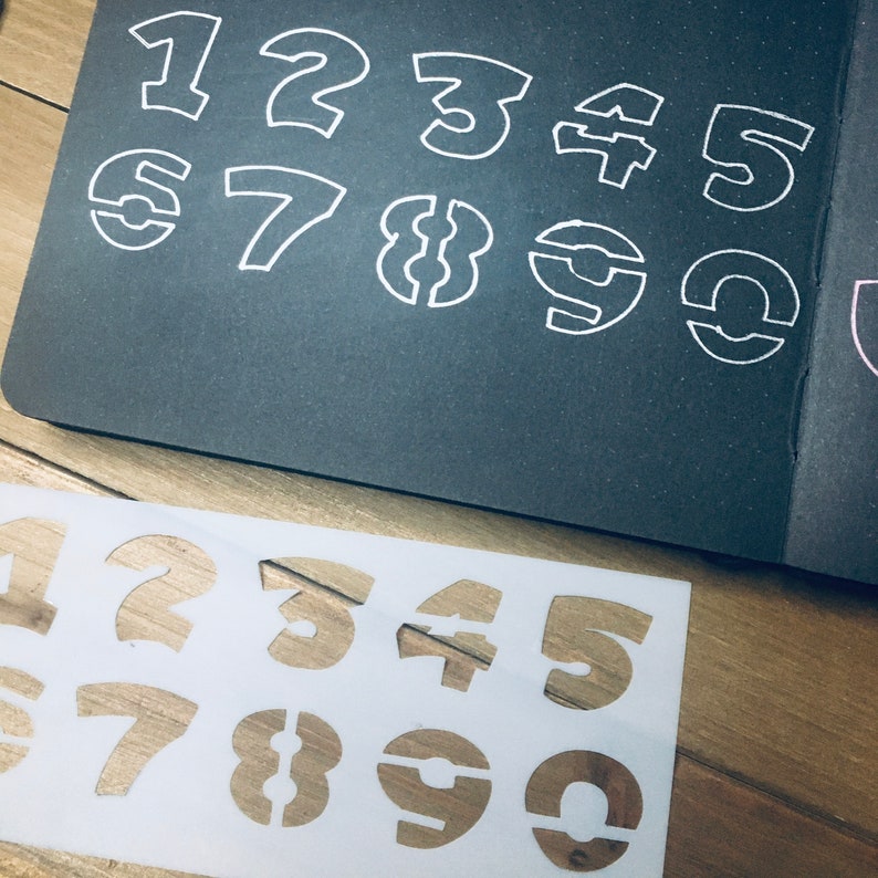 Curved Font Numbers Stencil /inking Cover Planner/bullet - Etsy