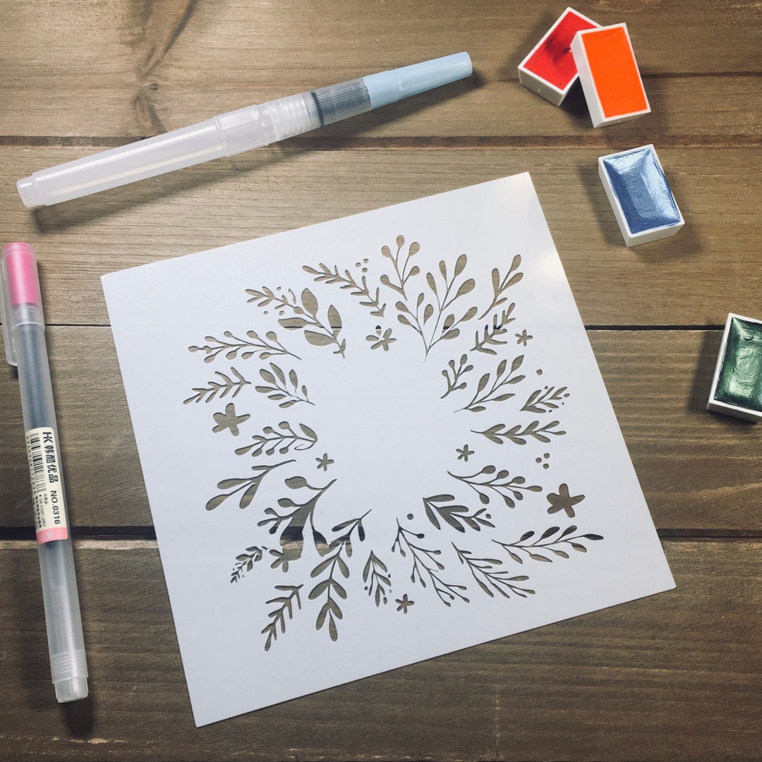 Floral Wreath Stencil /inking Cover Planner/bullet Journal/art Journal ...