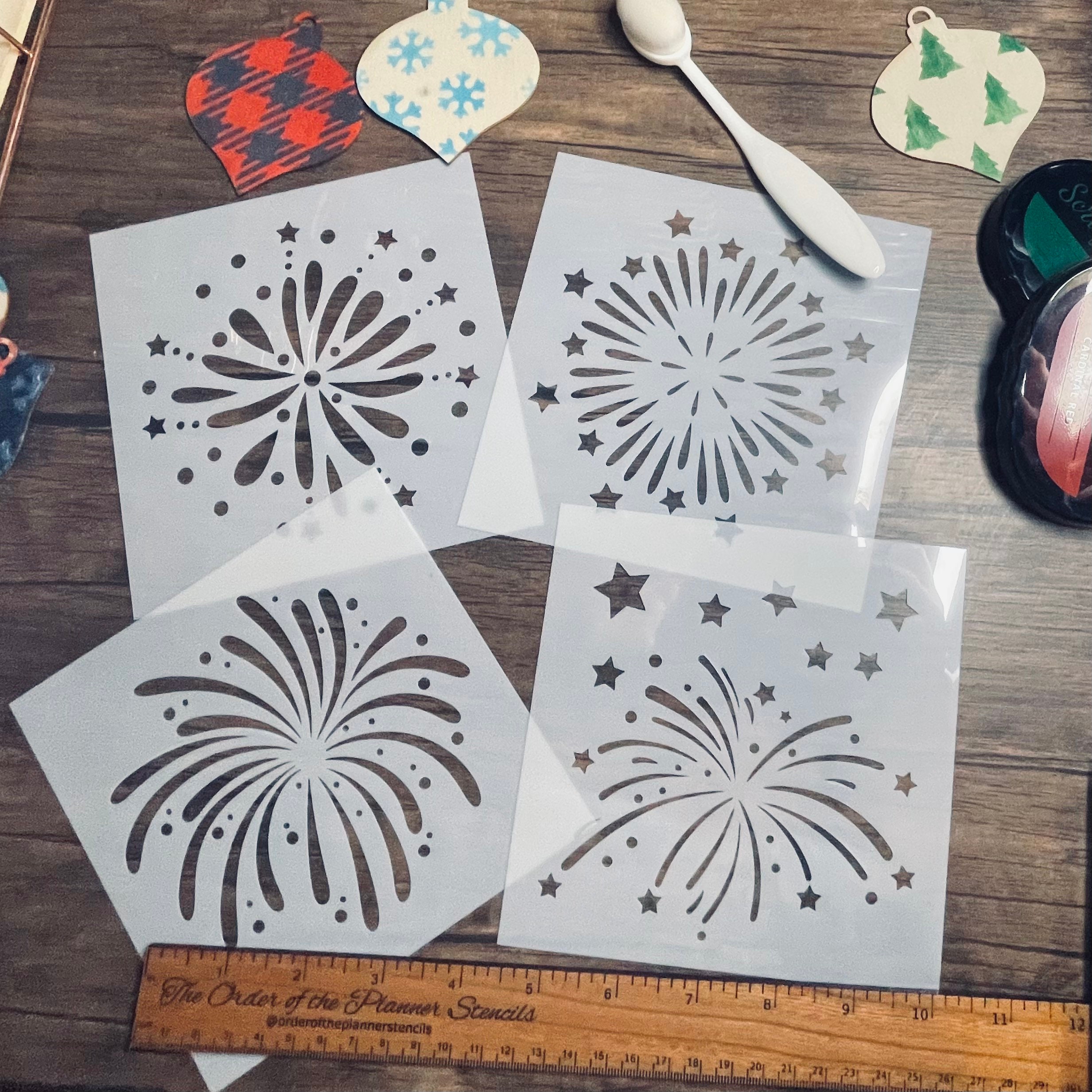 Large Fireworks four Varieties Stencil Planner/bullet | Etsy