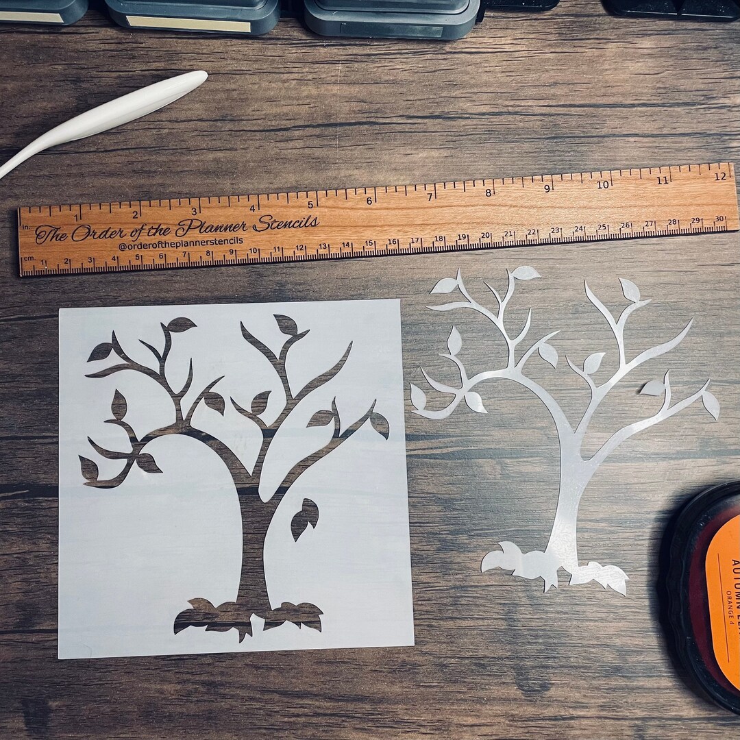 Autumn Tree 2 Piece Stencil Planner/bullet Journal/art Journal/inking ...