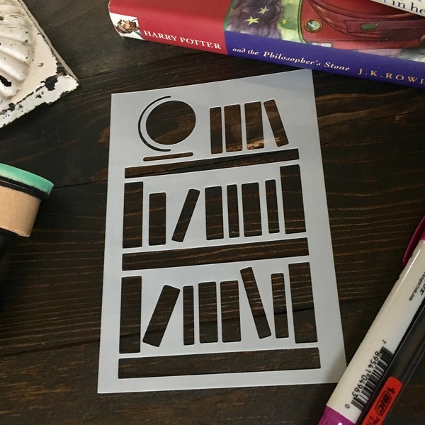 Bookcase Stencil - Etsy