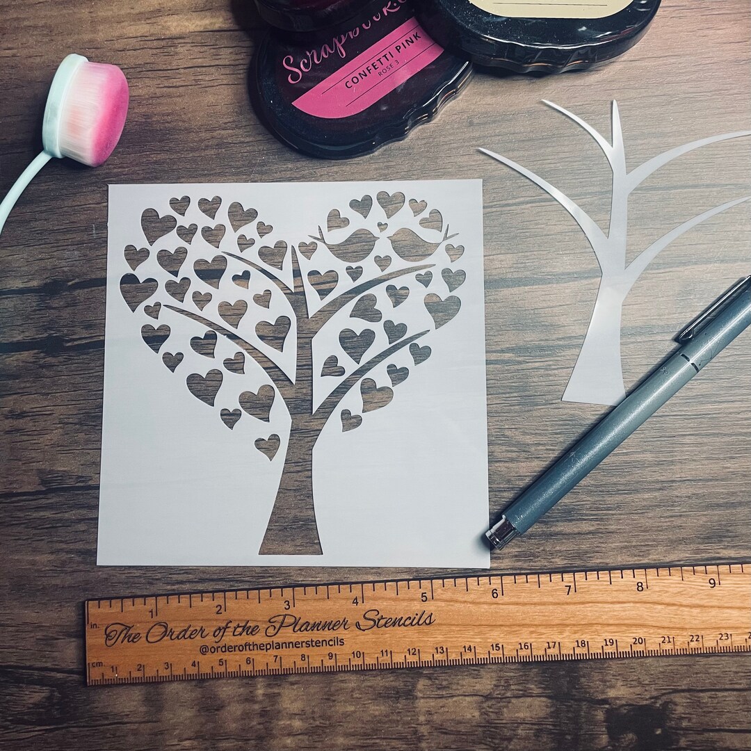 Heart Tree Two Piece Stencil Planner/bullet Journal/art - Etsy