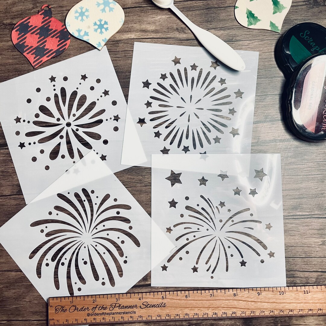 Large Fireworks (four Varieties!) Stencil Planner/bullet Journal/art ...