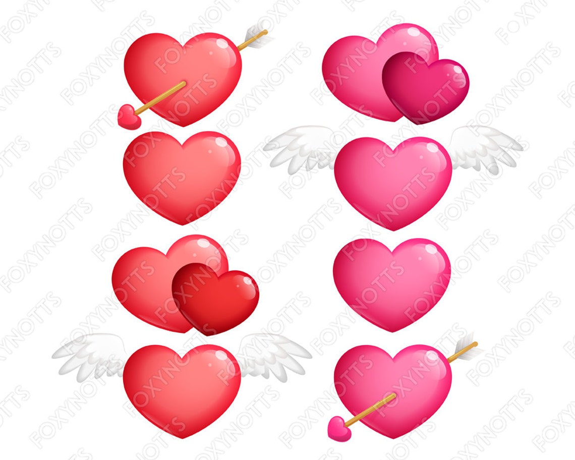 Valentine Cupid & Hearts Clip Art: Digital Download, Clipart ...
