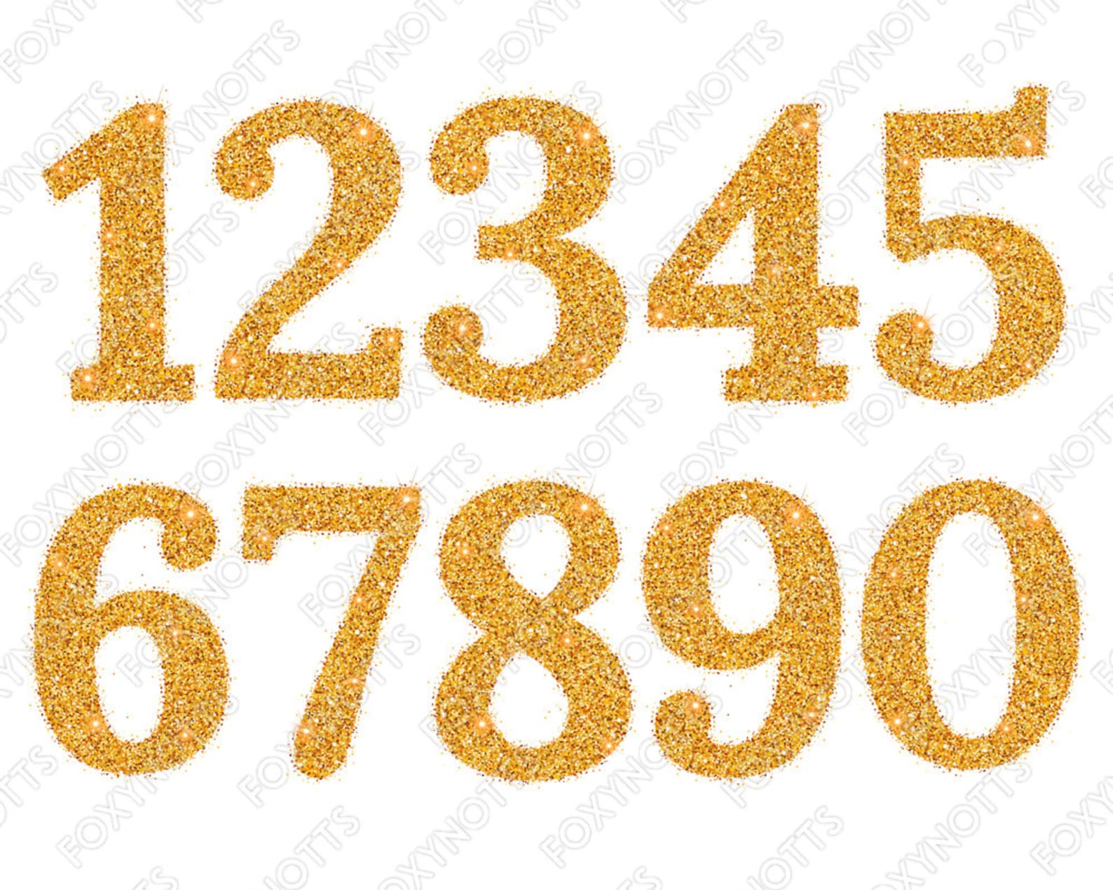 Gold Glitter Sparkle Numbers & Symbols Clip Art : Digital Download ...