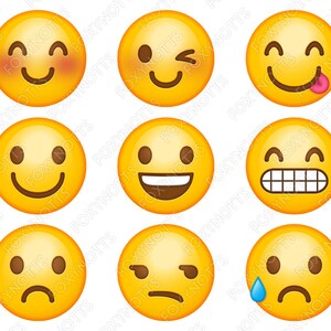 Emoji Clip Art Smiley Faces: Digital Download, High Resolution, Clipart ...