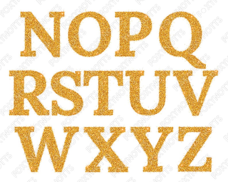 Gold Glitter Sparkle Alphabet Clip Art: Digital Download, Font, Clipart ...