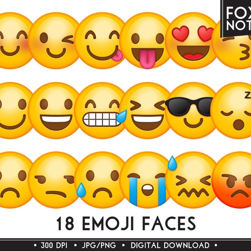 Emoji Clip Art Smiley Faces: Digital Download High - Etsy