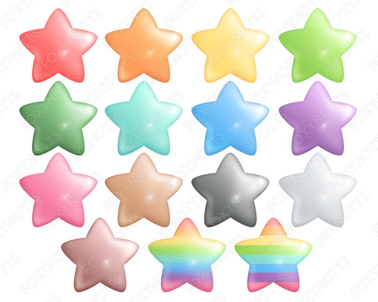 Rainbow & Pastel Star Clip Art: Digital Download Clipart - Etsy Singapore