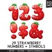 Strawberry Numbers & Symbols Clip Art: Digital Download, Font, Fruit ...