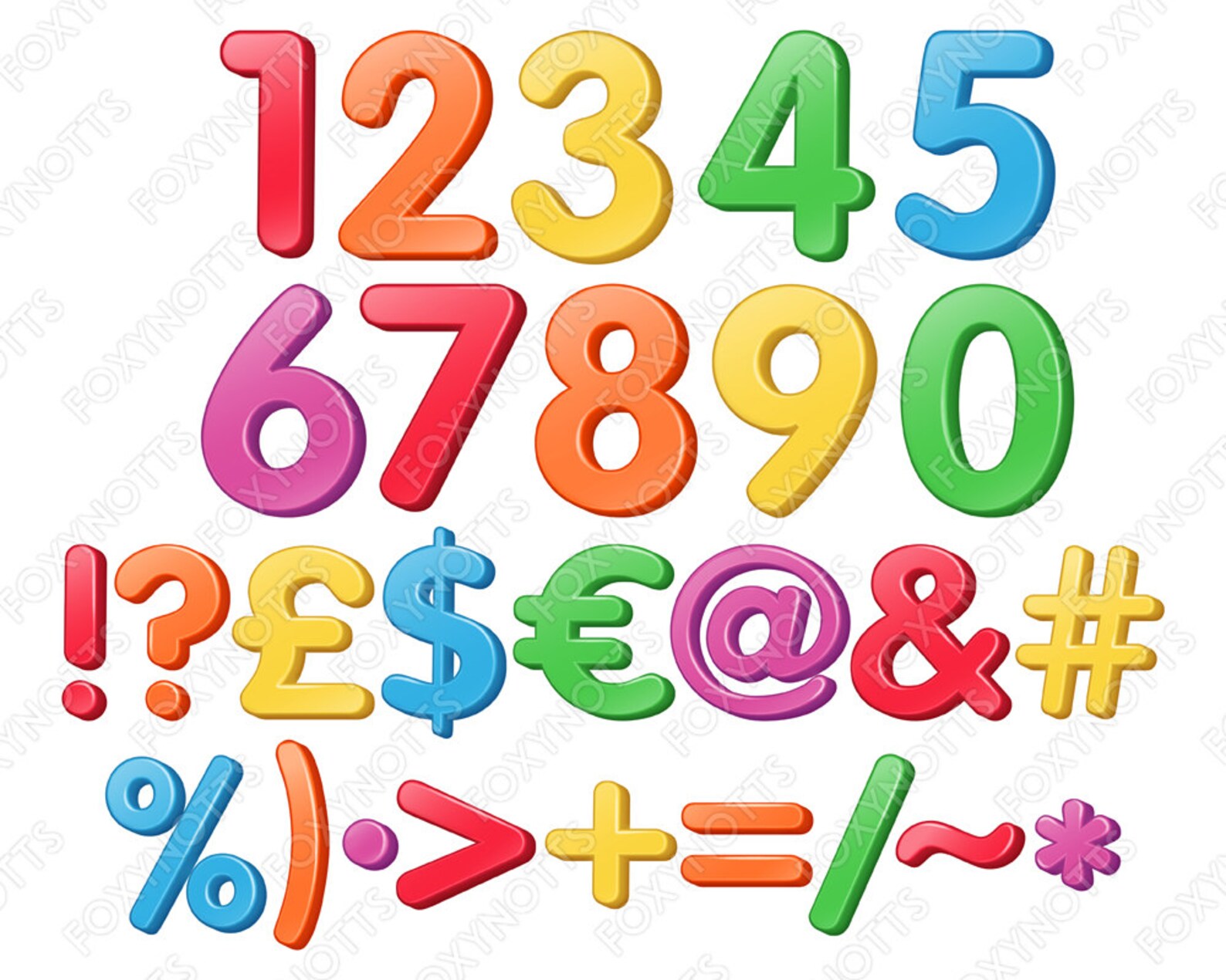 Rainbow 3D Fridge Magnet Alphabet & Numbers Clip Art: Digital Download ...