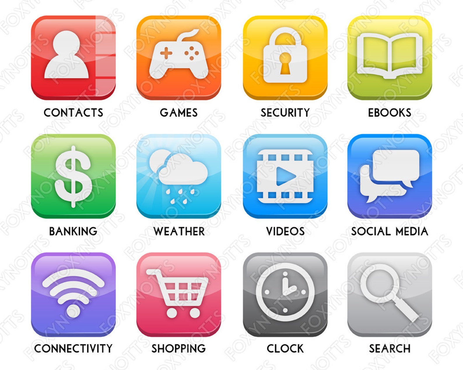 Rainbow App Icon Clip Art Set: Digital Download Clipart - Etsy