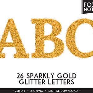 Gold Glitter Sparkle Alphabet Clip Art: Digital Download, Font, Clipart ...