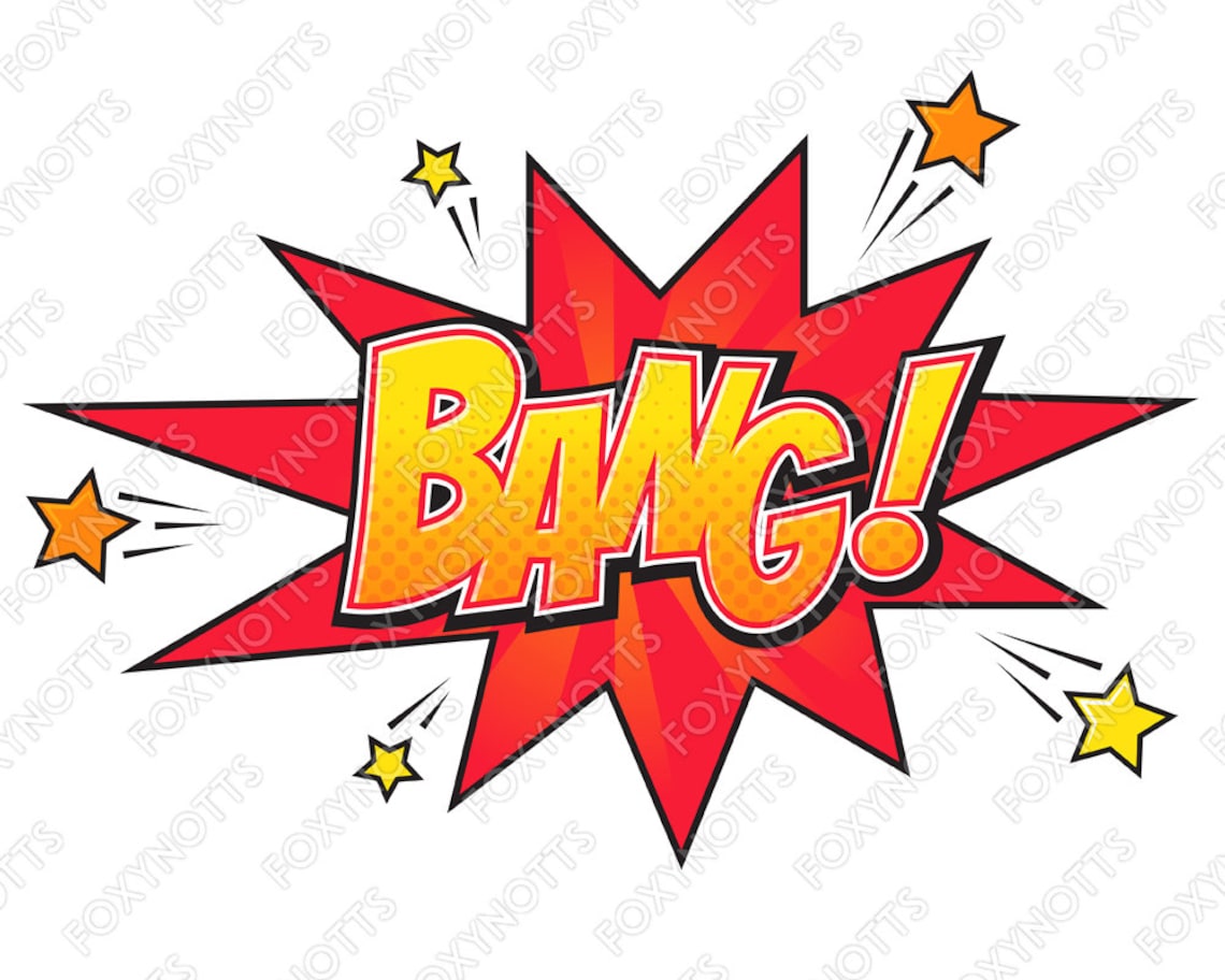 Superhero Comic Book Words Clip Art Text Bubbles, Digital Download ...